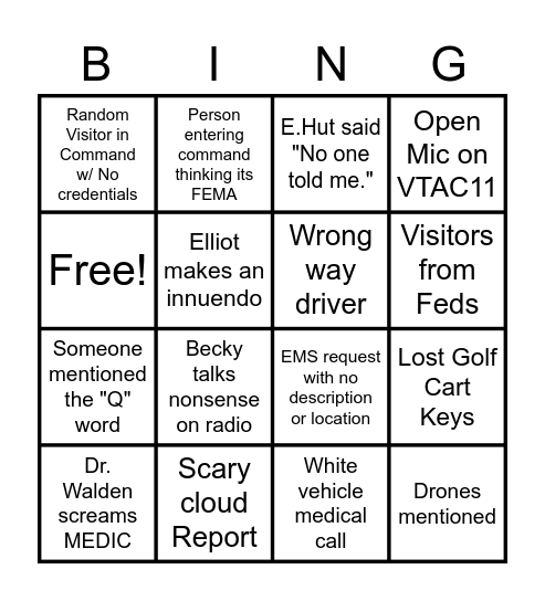 TMS Command Bingo Card