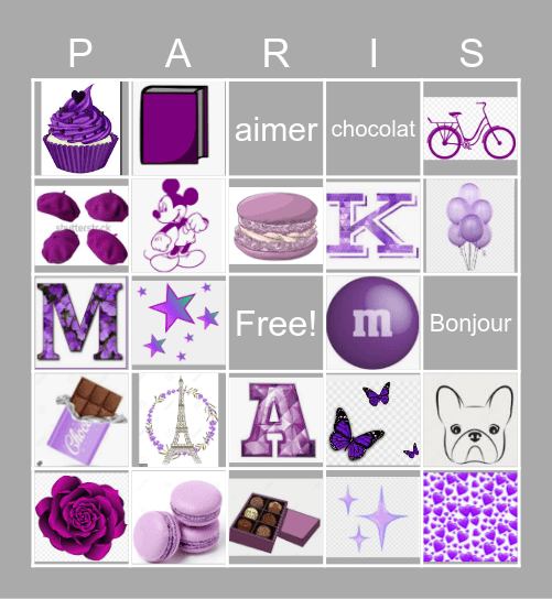 Paris Bingo Card
