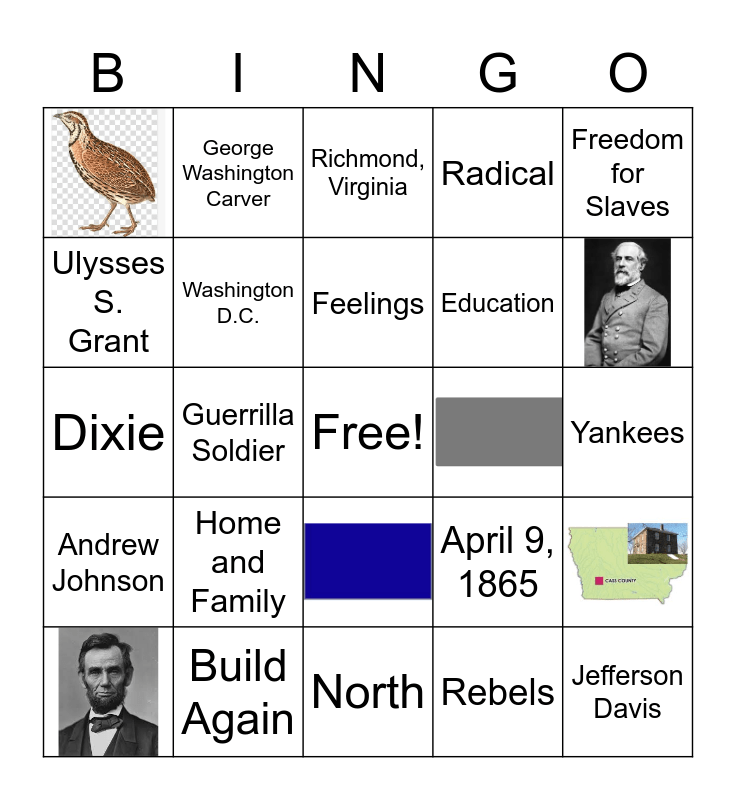 Civil War Bingo Card