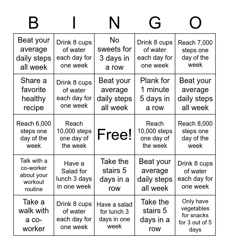 VDC Steps to Victory BINGO Card