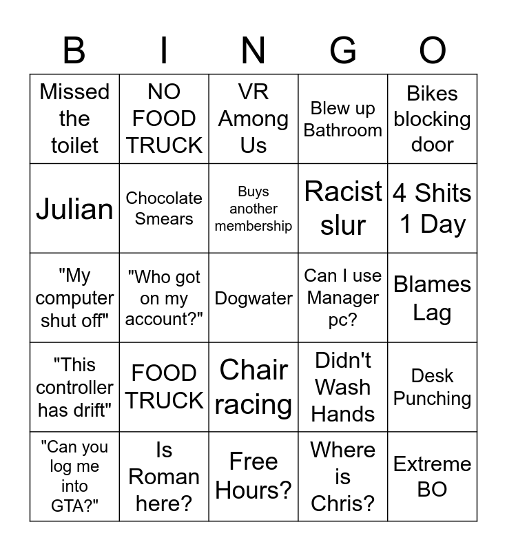 GG Bingo Card