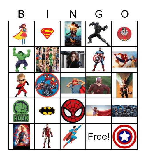 SUPERHERO BINGO Card