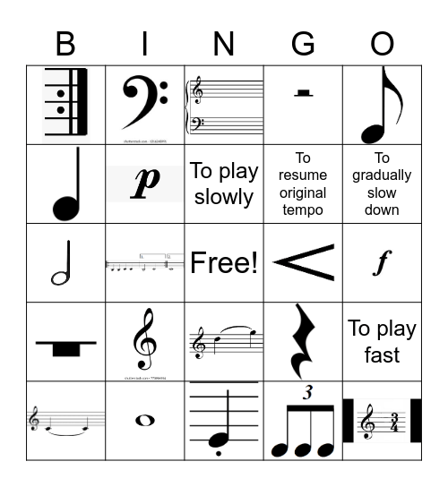 Musical terms Bingo Card