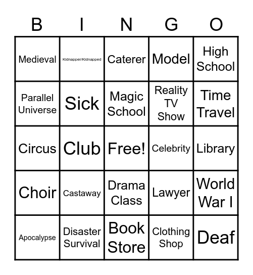 Across the Universe Bingo Card