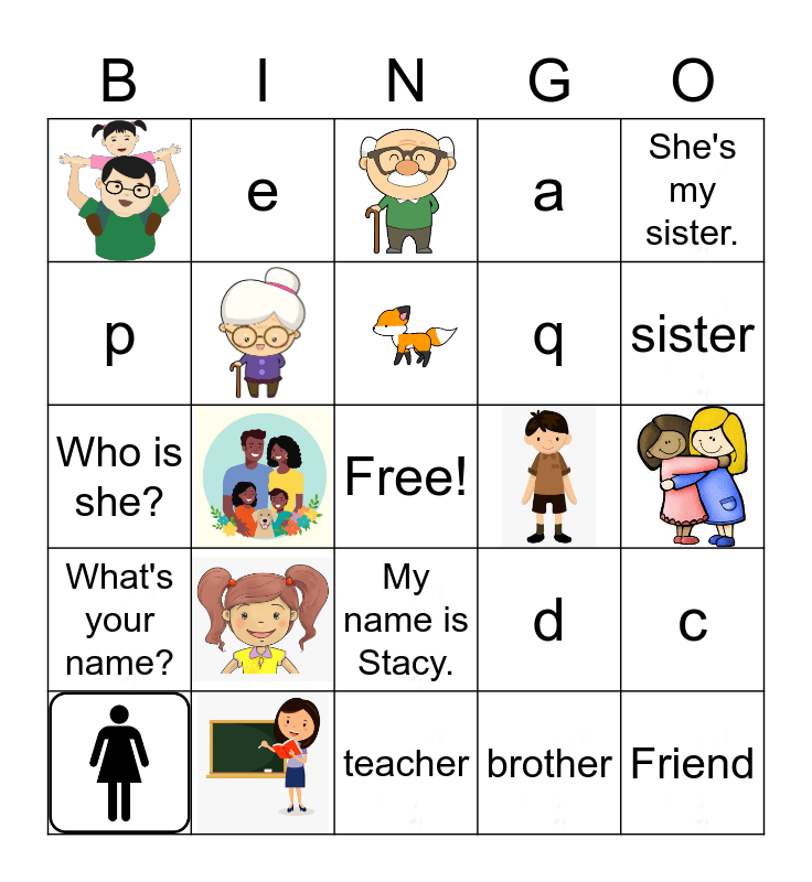 This Is My Sister Bingo Card