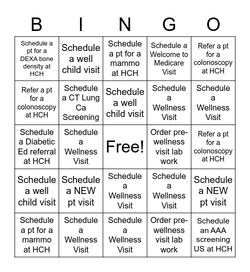 Family Medicine Clinic Bingo Card