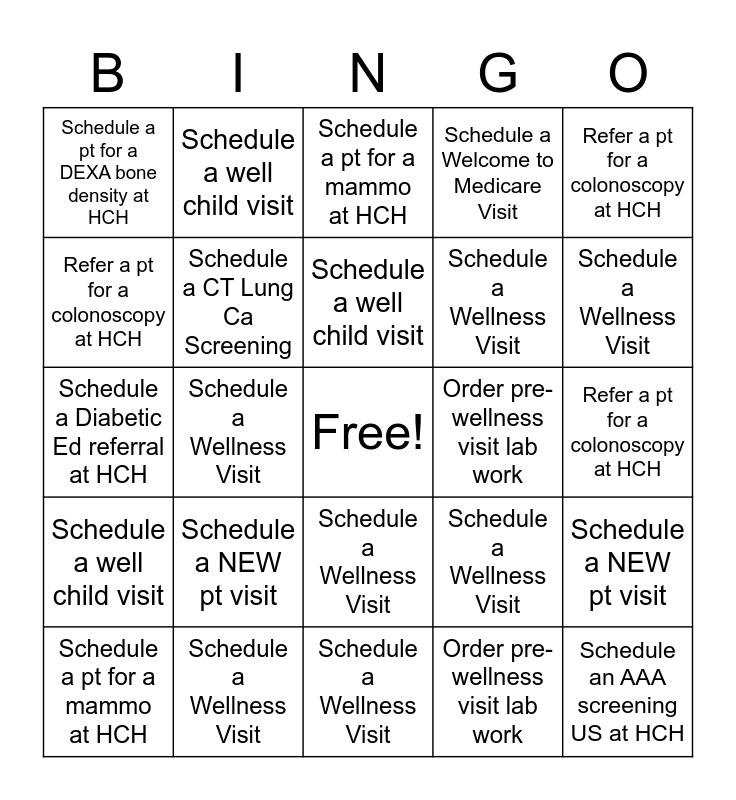 Family Medicine Clinic Bingo Card