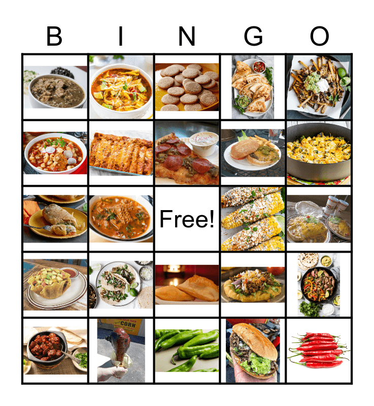 New Mexican Food Bingo Card
