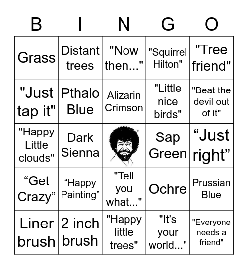 Bob Ross Bingo Card