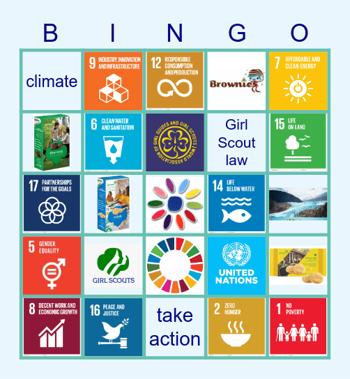 Girl Scout Global Action Bingo Card