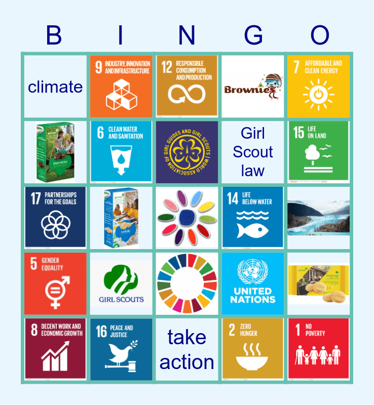 Girl Scout Global Action Bingo Card