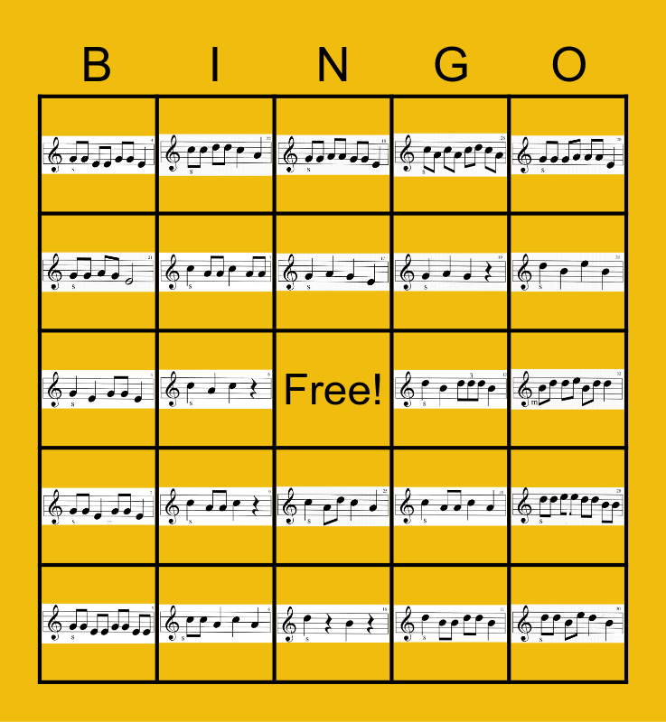 Solfege Bingo - part 1 Bingo Card