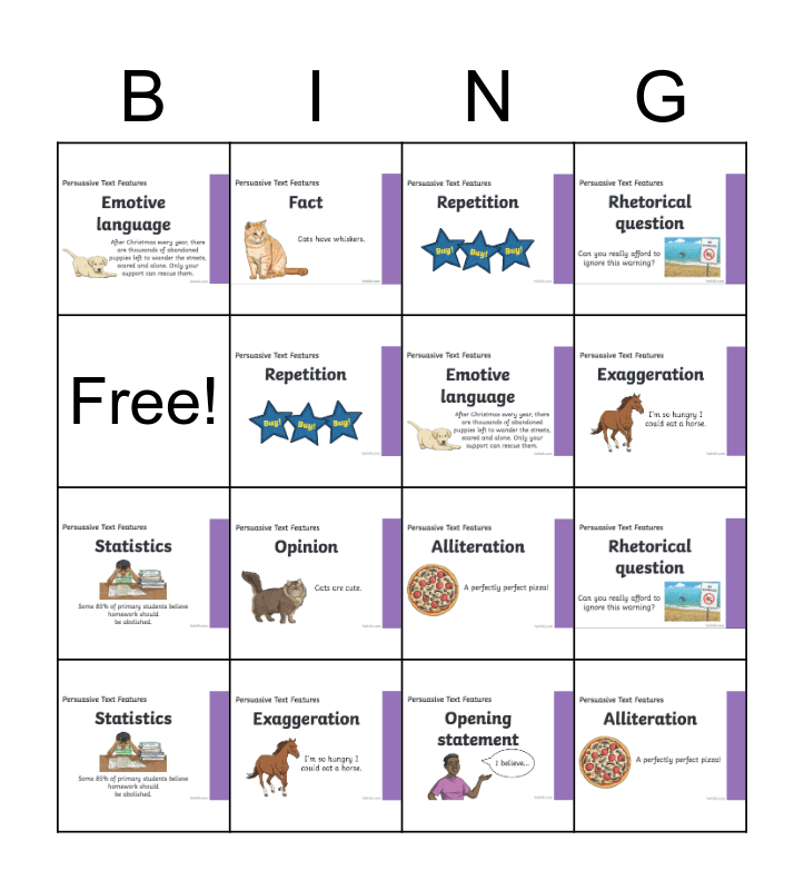 Persuasive Devices Bingo Card