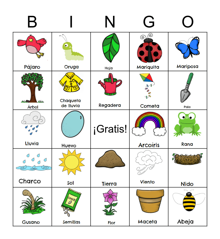 Lotería de la primavera Bingo Card