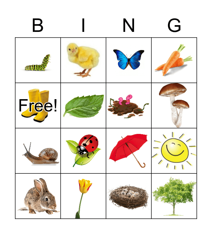 Le printemps Bingo Card