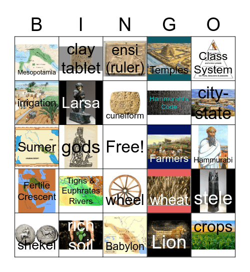 Ancient Mespotamia Bingo Card
