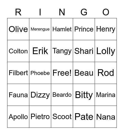 snailsmails RINGO Bingo Card