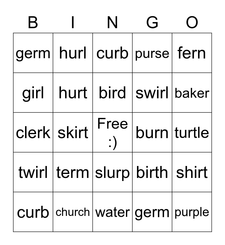 Bossy R :) Bingo Card