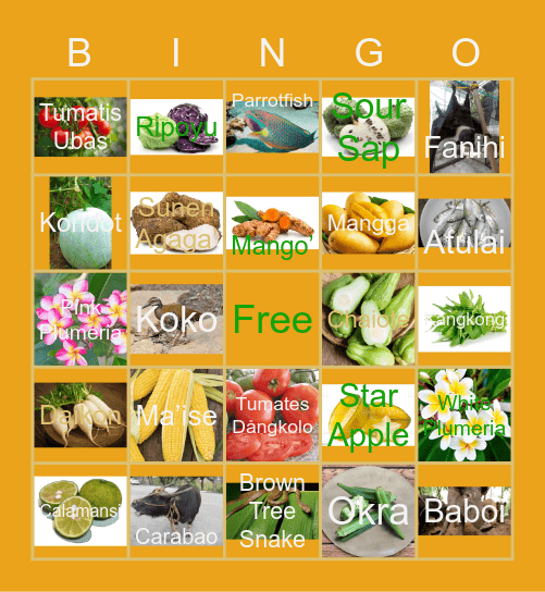 Biba Chamorro Bingo Card