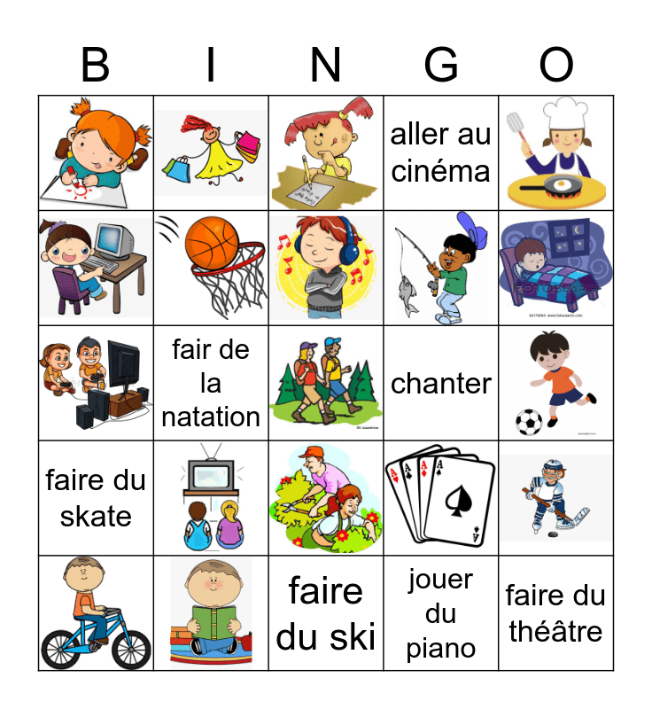 Les passe-temps Bingo Card
