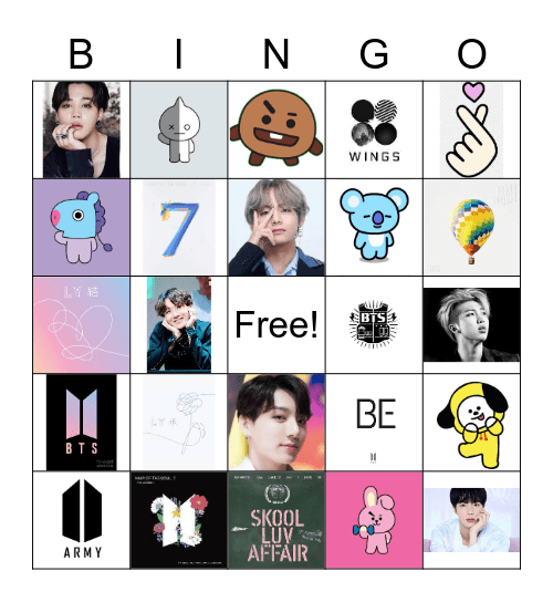 BTS Bingo Card