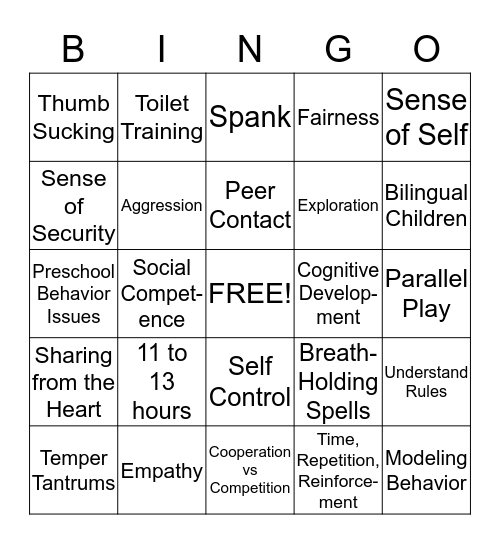 La Paloma Child Development Bingo! Bingo Card