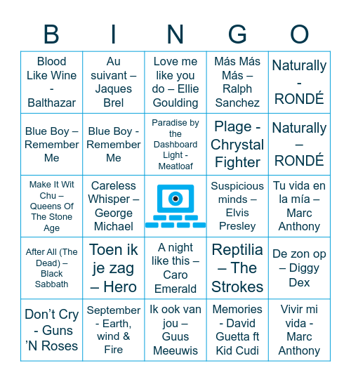 BK | BSM | BIC Online Music Bingo Card