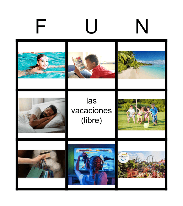 las vacaciones Bingo Card