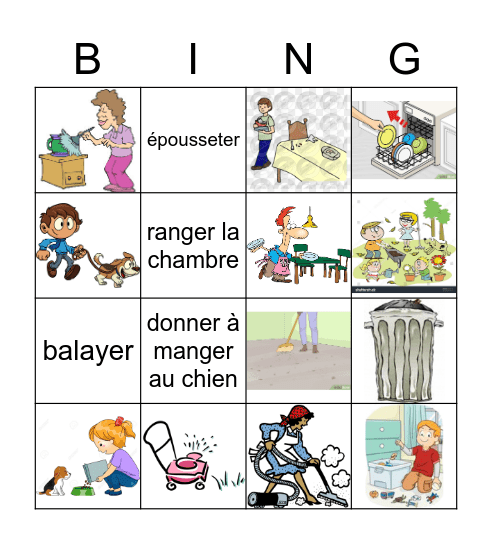 Les Tâches Ménagères Bingo Card