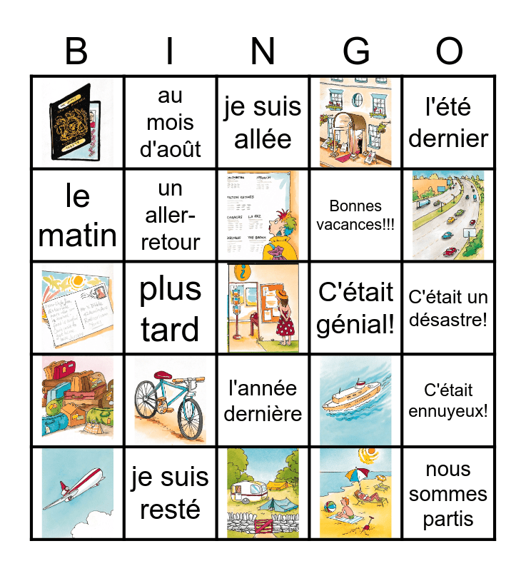 Les vacances au passé Bingo Card