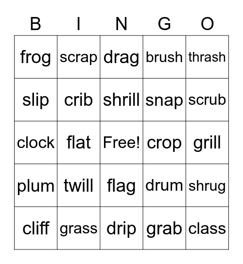 Beginning Blends Bingo Card