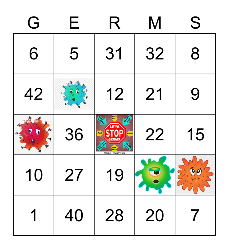Germs Bingo Card