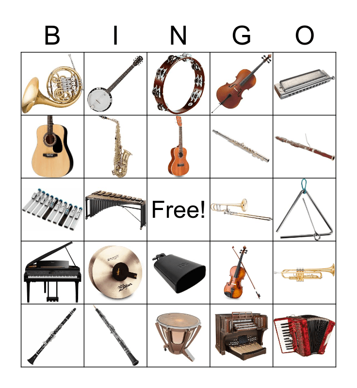 Music Instruments Bingo Card