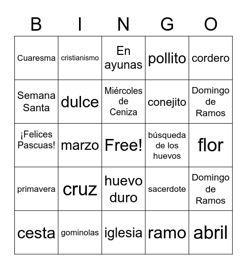 ¡Felices Pascuas! Bingo Card
