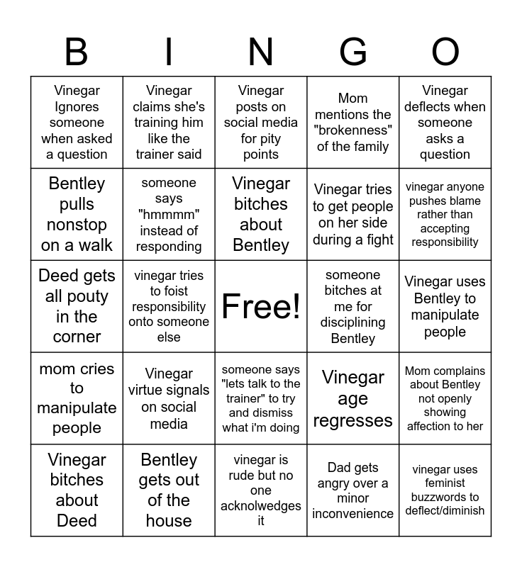 Easter Bingo with Vinegar Bingo Card