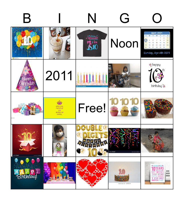 Noon's Birthday Bingo Card