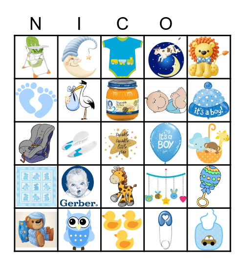Baby Boy Bingo Card