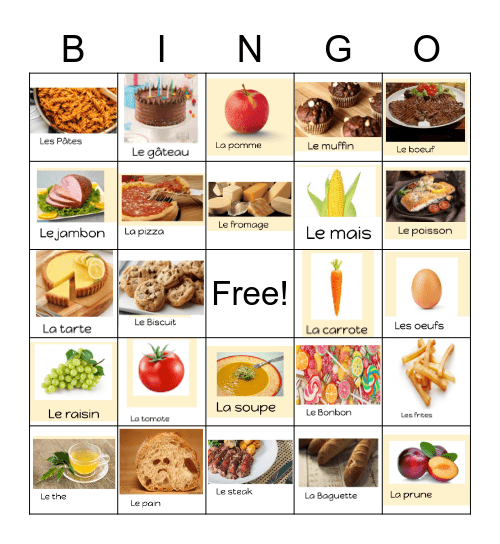 La Nourriture Bingo Card