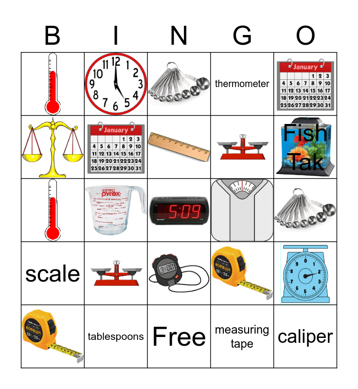 Measurement Tools Bingo Card