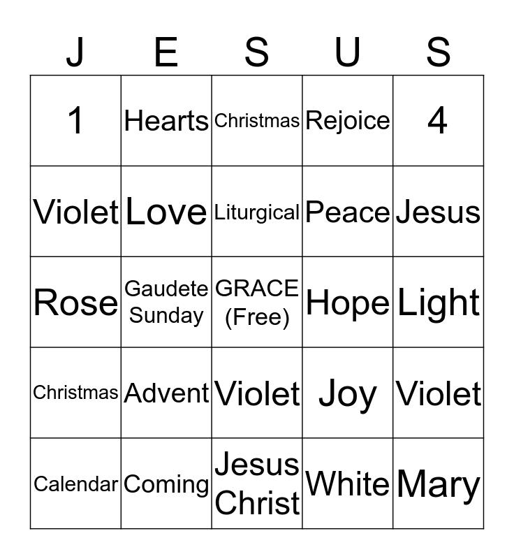 ADVENT WREATH BINGO Card
