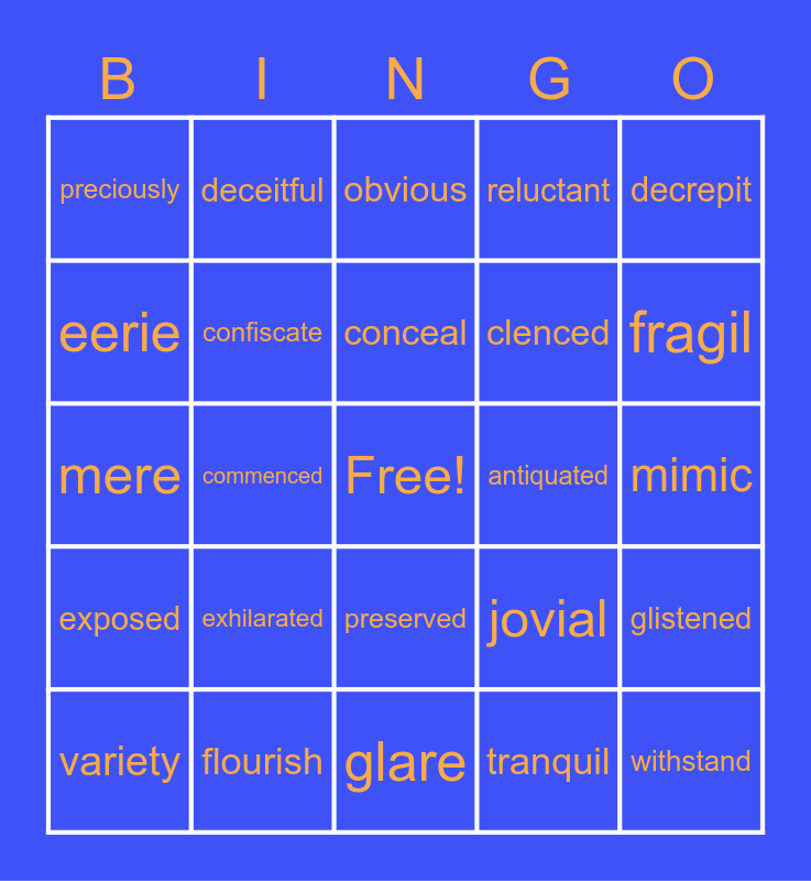 Context Clues Bingo Card