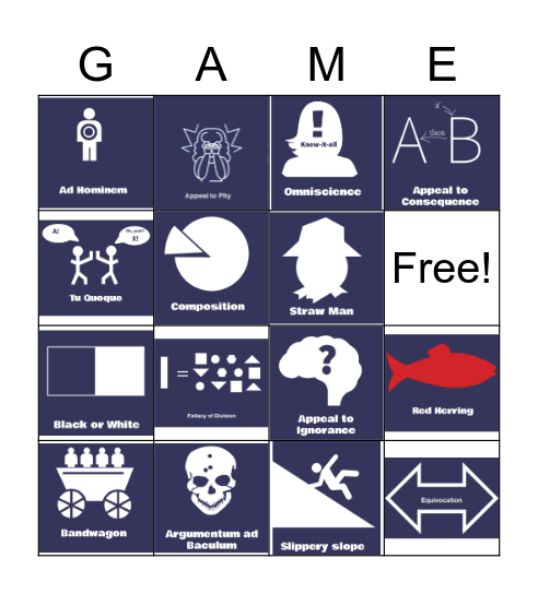 Logical Fallacies Bingo Card