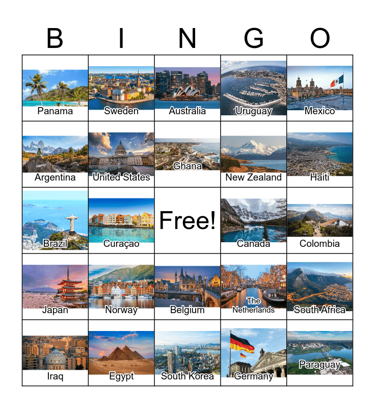Countries Olympics 2024 Bingo Card