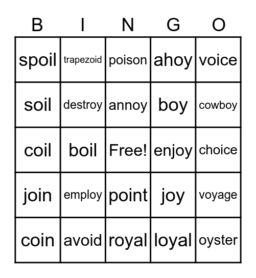 oi/oy Bingo Card