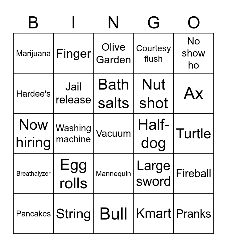 Florida Man Bingo Card