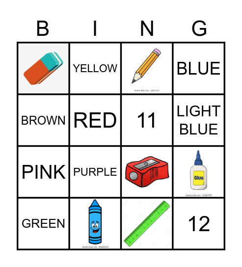 SCHOOL OBJECTS Bingo Card