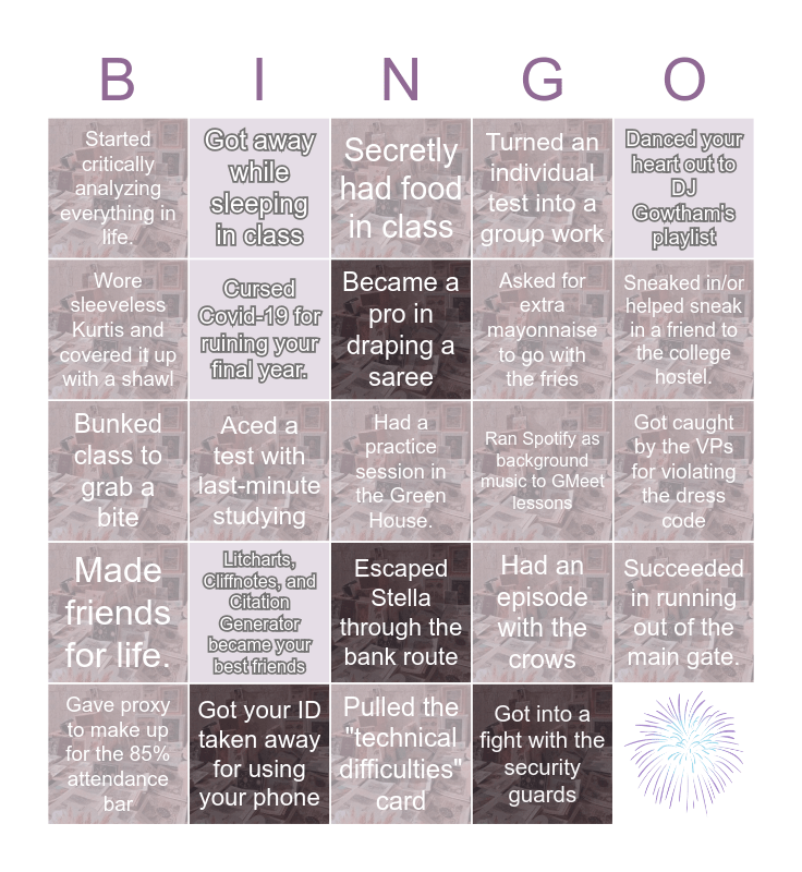 Happily Ever After Bingo Card