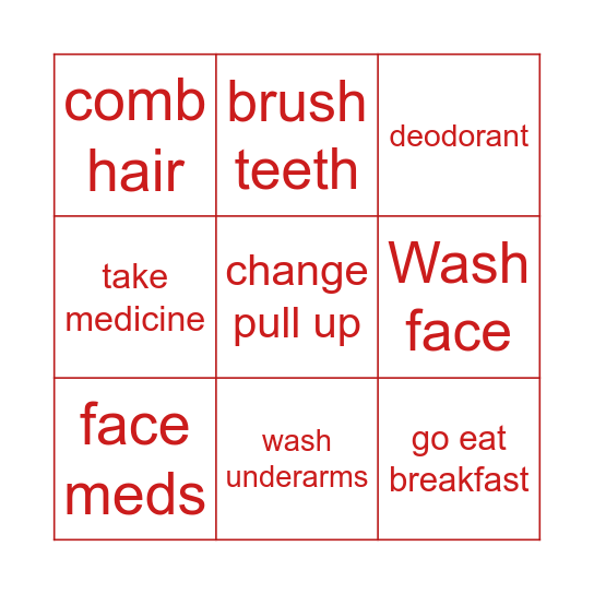 Morning Routine Bingo Card