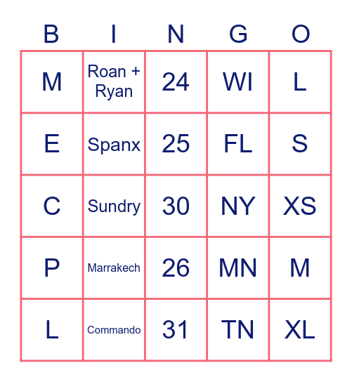 Trendsend Bingo (FS/Returns) Bingo Card