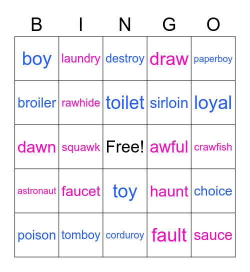 Vowel Digraphs! Bingo Card